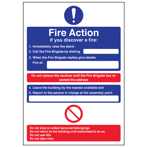 A4 - Fire Action - If You Discover A Fire | Safety Signs 4 Less