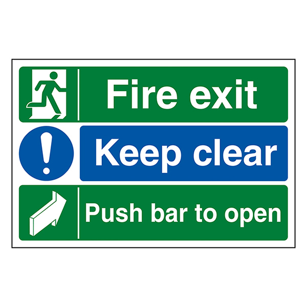 Fire Exit / Keep Clear / Push Bar To Open | Multi-Message Fire Exit ...