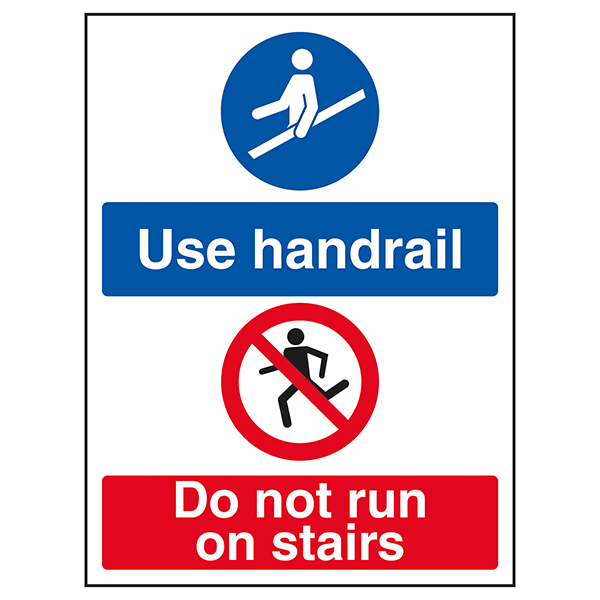 Use Handrail / Do Not Run On Stairs | Stairway Signs | Information ...
