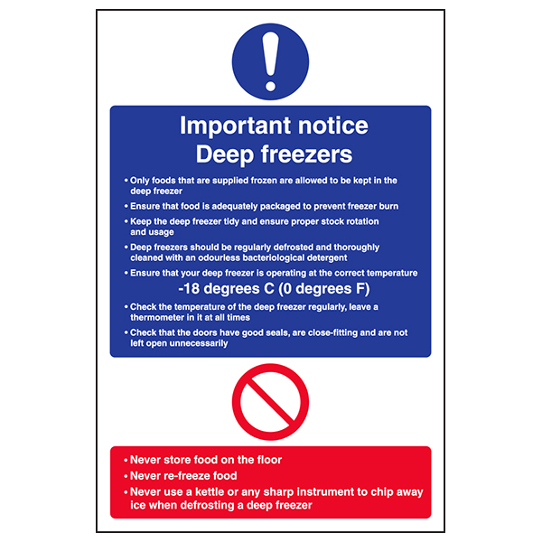 Important Notice Deep Freezers - Portrait | Safety Signs 4 Less