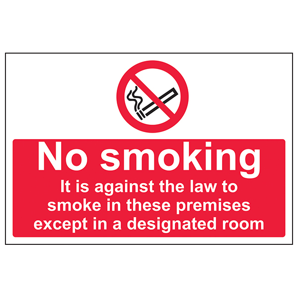 No Smoking In These Premises Except In A Designated Room | Prohibition ...