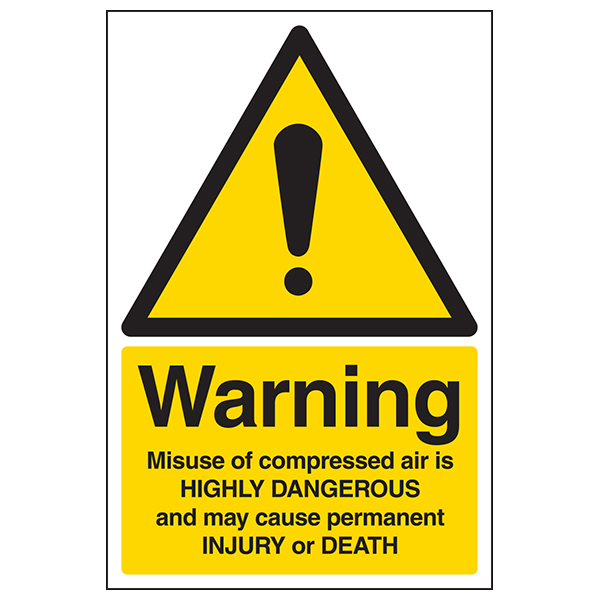 Warning Compressed Air Danger Of Death - Portrait | Safety Signs 4 Less