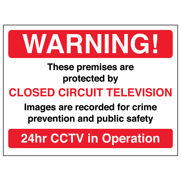 Warning! These Premises Are Protected By CCTV Red - Window Sticker ...