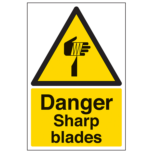 Danger Sharp Blades - Portrait | Safety Signs 4 Less