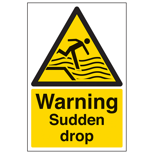 Warning Sudden Drop - Portrait | Caution / Danger | Safety Signs ...