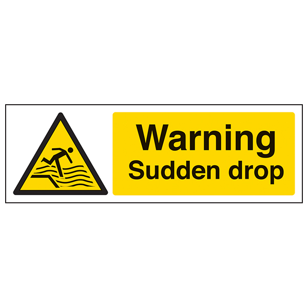 Warning Sudden Drop - Landscape | Safety Signs 4 Less
