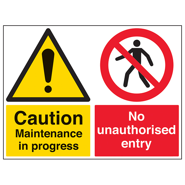 Caution Maintenance/No Entry - Large Landscape | Hazard Signs | Safety ...