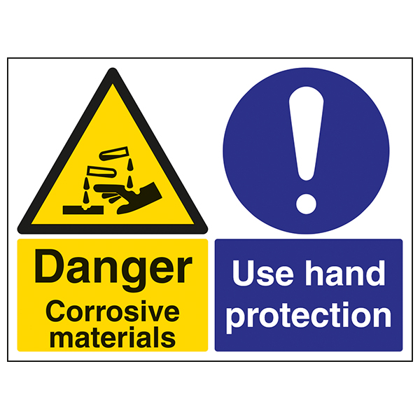 Danger Corrosive Materials Use Hand Protection | Safety Signs 4 Less