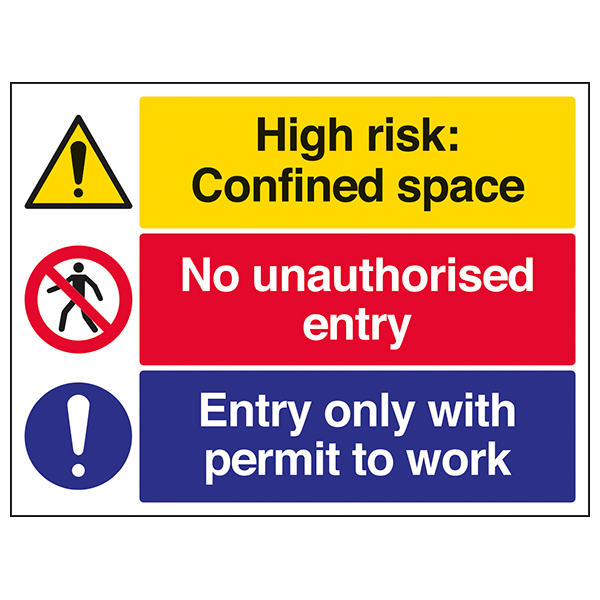 Confined Space / No Unauthorised Entry / Permit To Work - Large ...
