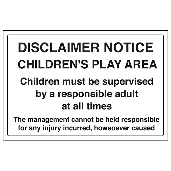 Disclaimer Notice - Children's Play Area - Large Landscape | General ...