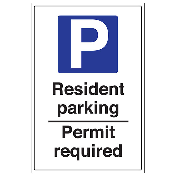 Resident Parking Permit Required - Portrait | Traffic and Parking Signs ...