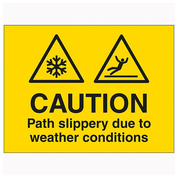 Caution Path Slippery Due To Weather Conditions | Winter Safety Signs ...