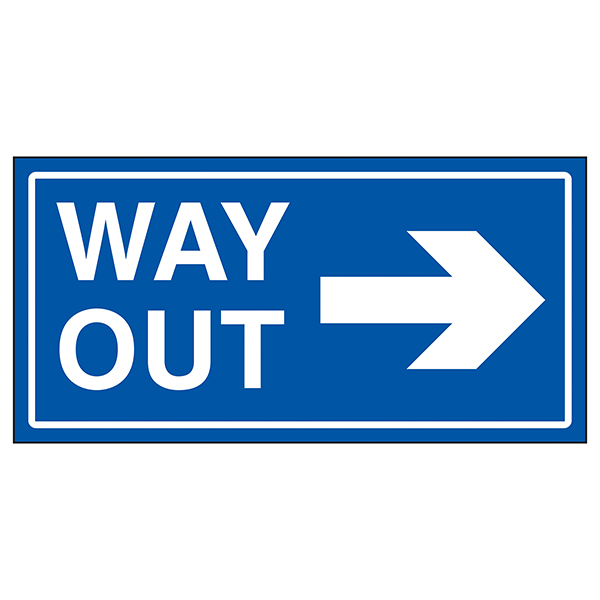 Way Out Arrow Up Stairs Left Blue | Stairway Signs | Information Signs ...