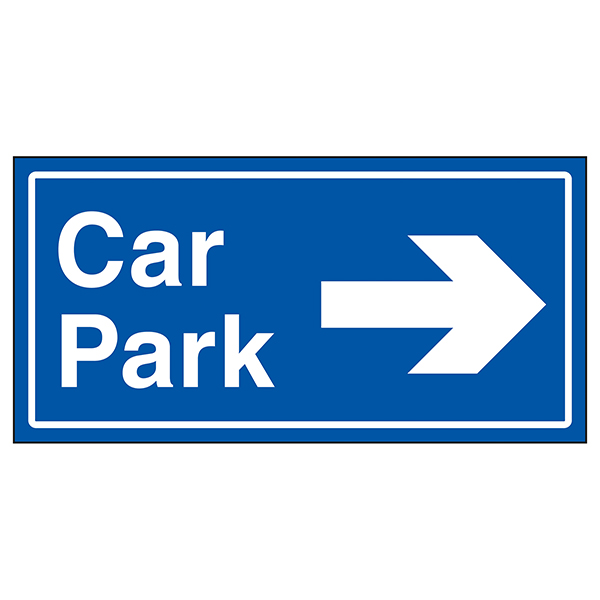 Car Park Arrow Right Blue | Stairway Signs | Information Signs | Safety ...