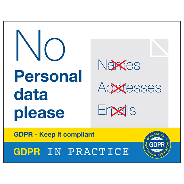 GDPR Sticker - No Personal Data Please | Safety Signs 4 Less
