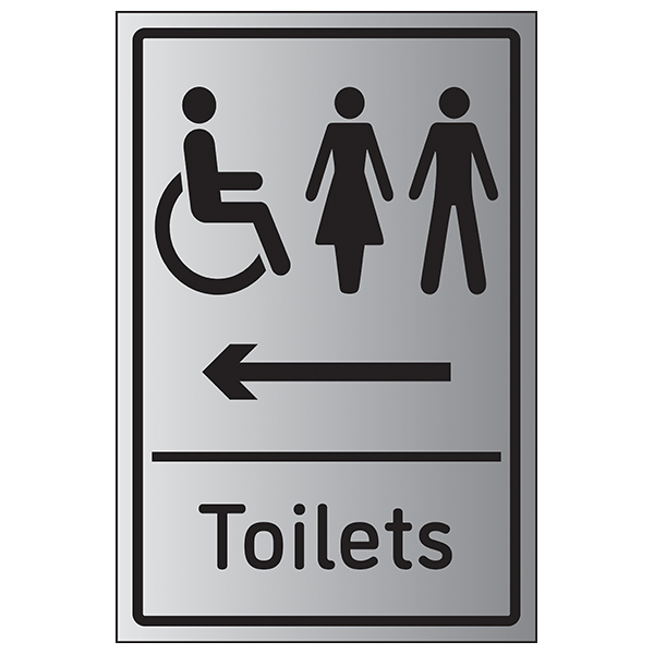 Mixed Toilets Arrow Left - Aluminium Effect | Aluminium Effect Safety ...