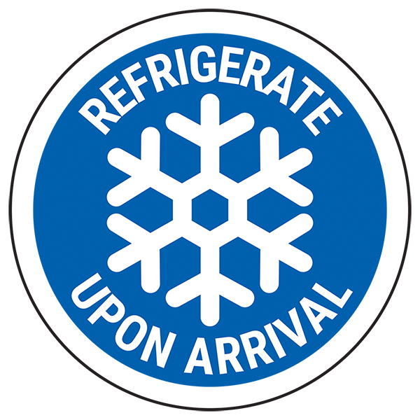 Refrigerate Upon Arrival - Blue Circular Labels On A Roll | Shipping ...