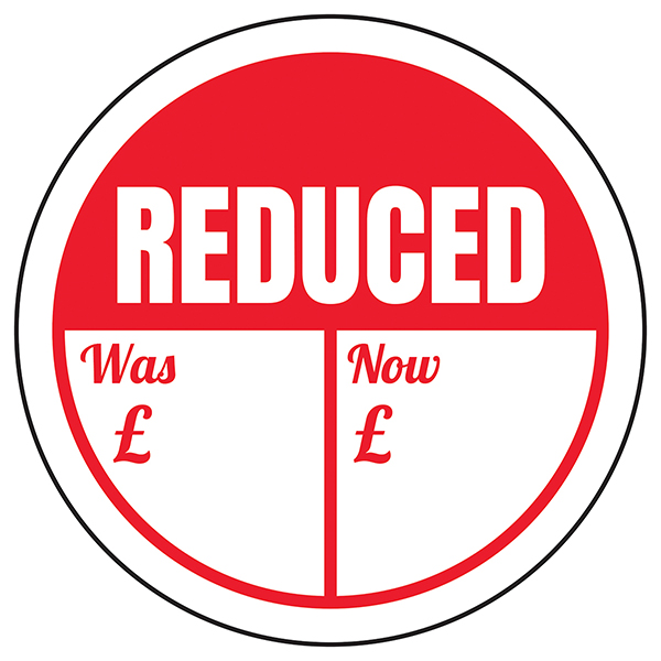 Reduced - Was / Now Circular Labels On A Roll | Sale & Promotional ...