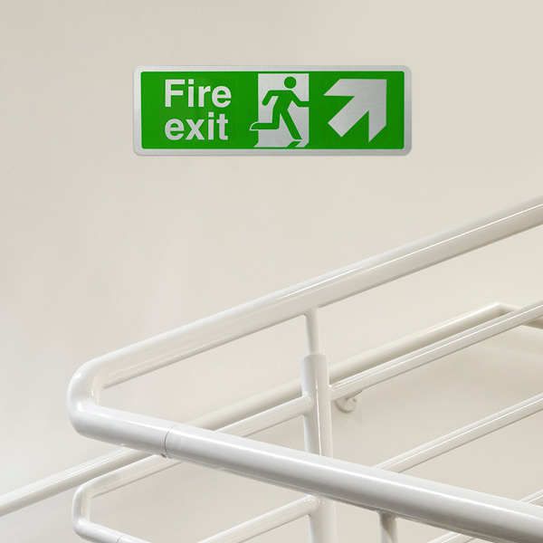 Fire Exit Arrow Up Right - Aluminium Effect | Fire Exit Signs | Fire ...