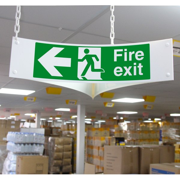 Triangular Hanging Fire Exit Signs | Safety Signs 4 Less