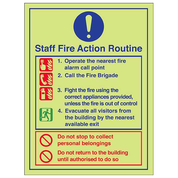Staff Fire Action Routine Do Not Use Lifts - Portrait | Safety Signs 4 Less